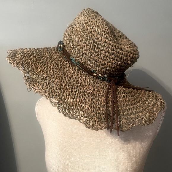 Scala | Accessories | Scala Seagrass Adjustable Sun Hat With Turquoise ...